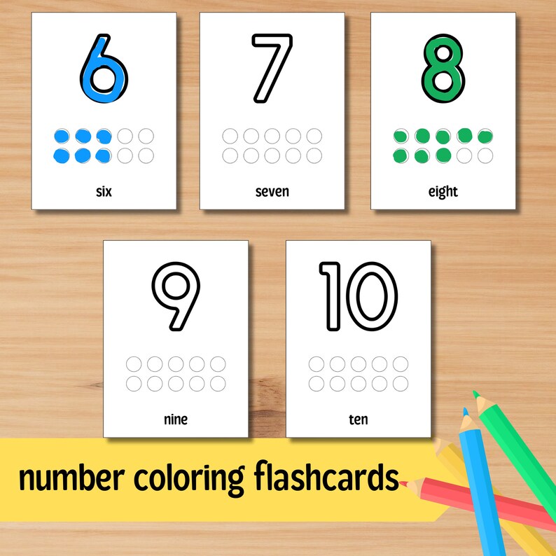 Numbers Coloring Flashcards, Preschool Math Worksheets, Number Trace ...