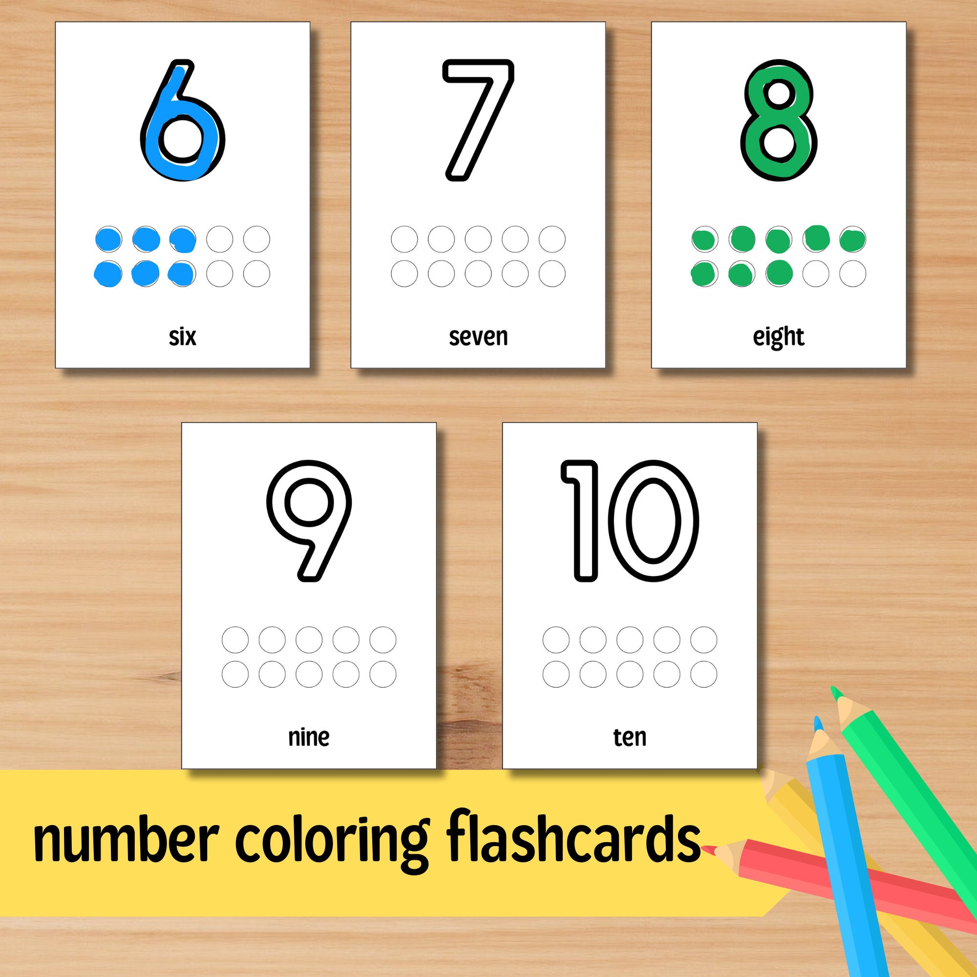 Numbers Coloring Flashcards, Preschool Math Worksheets, Number Trace ...