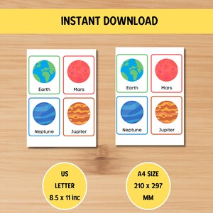 Solar System Flashcards, Montessori Cards for Kids, Solar System Print ...