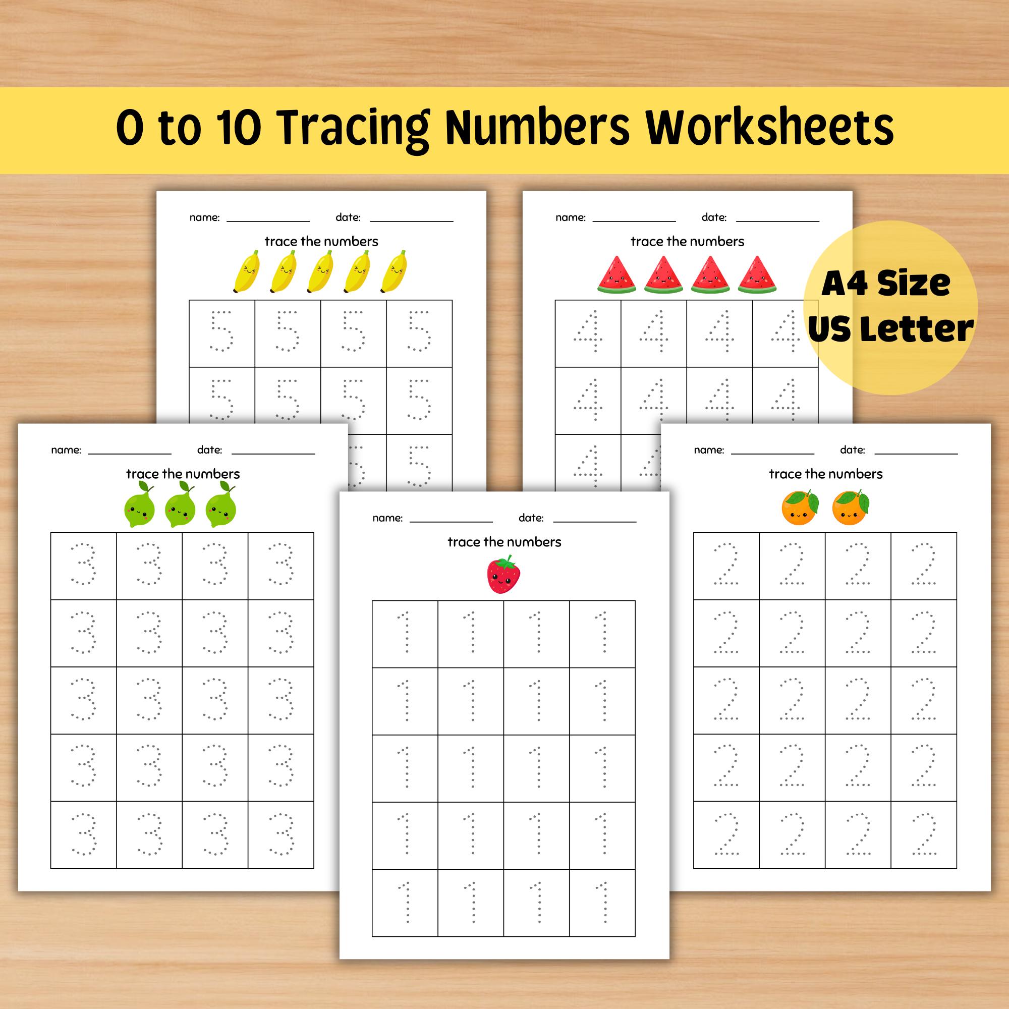 Number Tracing Practice for Kids, Printable Math Worksheets, Number ...