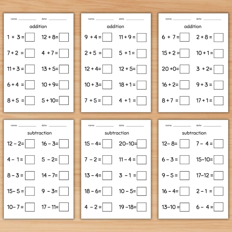 62 Addition and Subtraction Worksheets, Math Worksheets, 1st 2nd Grade ...