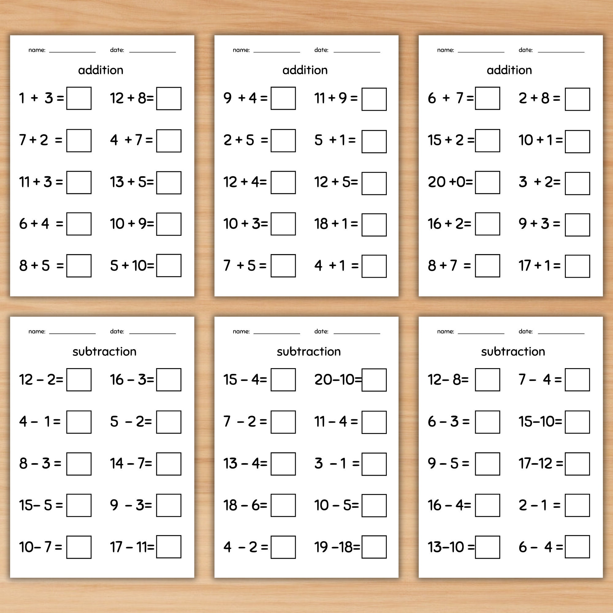 62 Addition and Subtraction Worksheets, Math Worksheets, 1st 2nd Grade ...