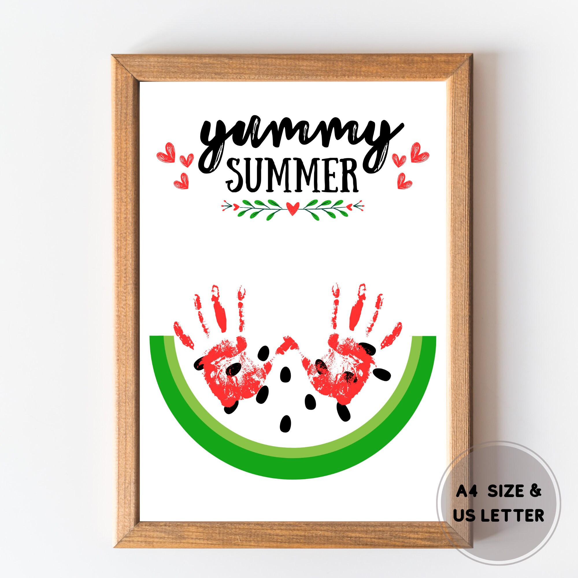Watermelon Summer Handprint Craft, Toddler Printable Footprint Craft ...