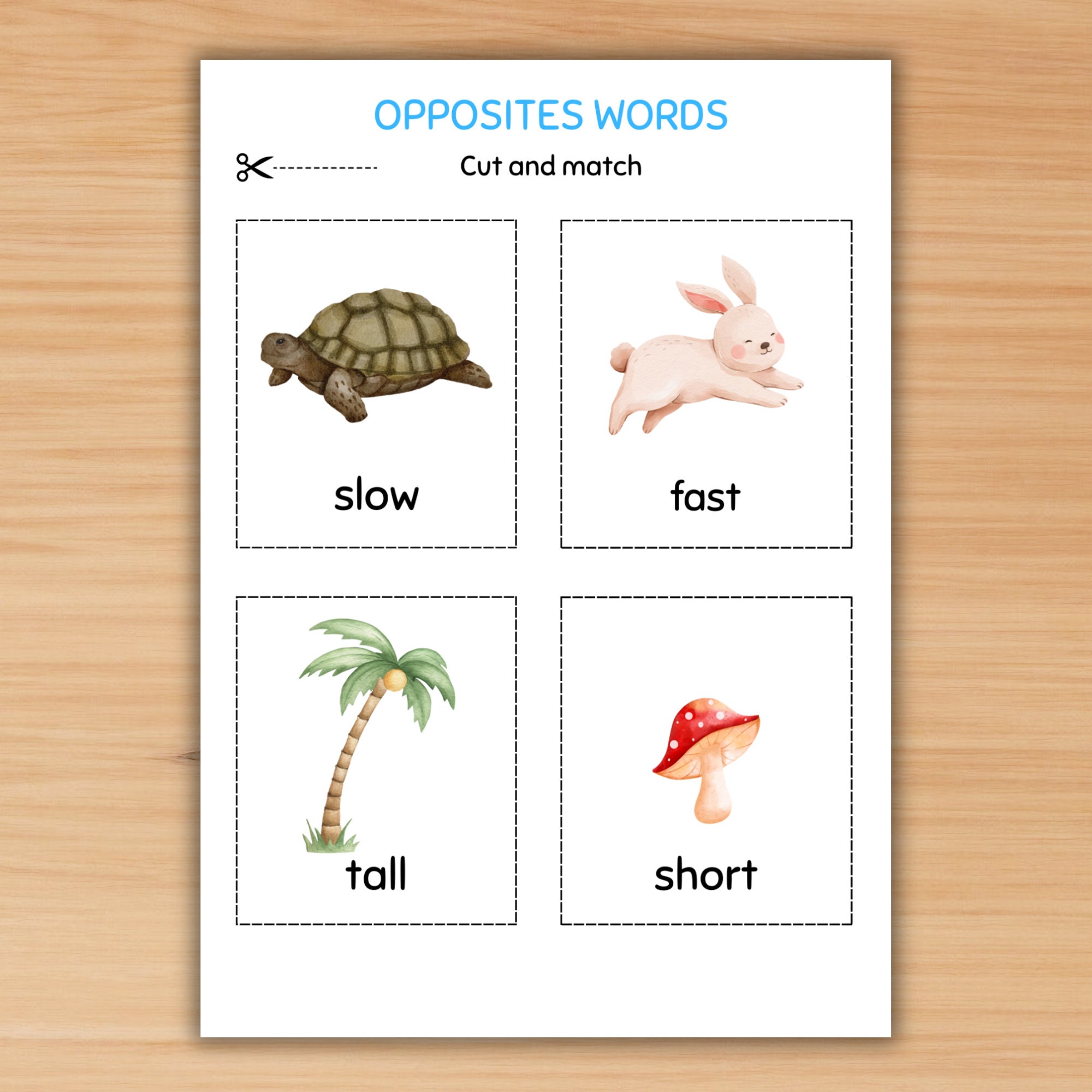 Opposites Matching Flashcards, Printable Vocabulary Activity, Matching ...