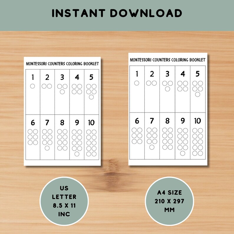Printable Montessori Counters 1-10 Coloring Booklet Montessori Activity ...