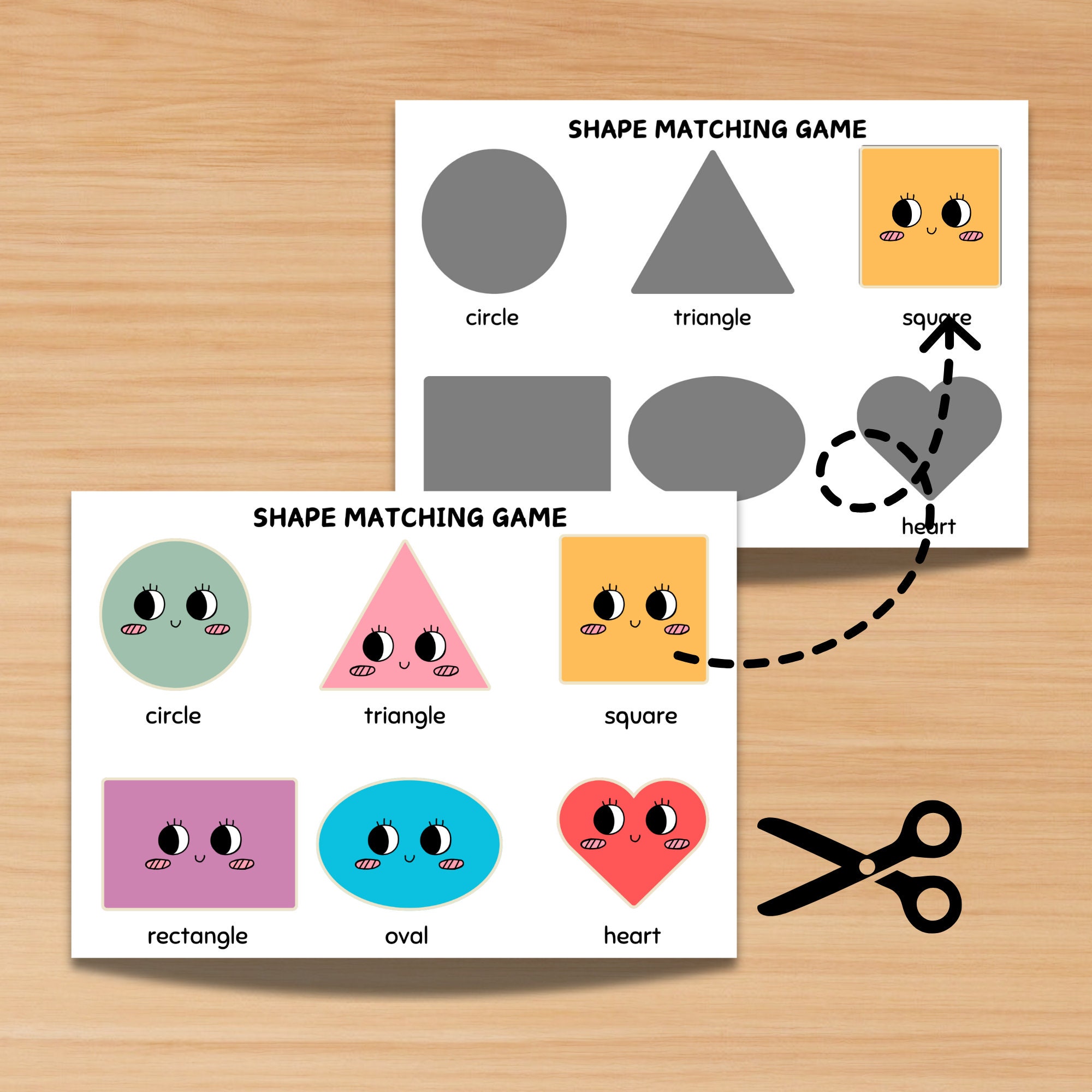 Shape Matching Printable for Toddler, Match the Shapes, File Folder ...