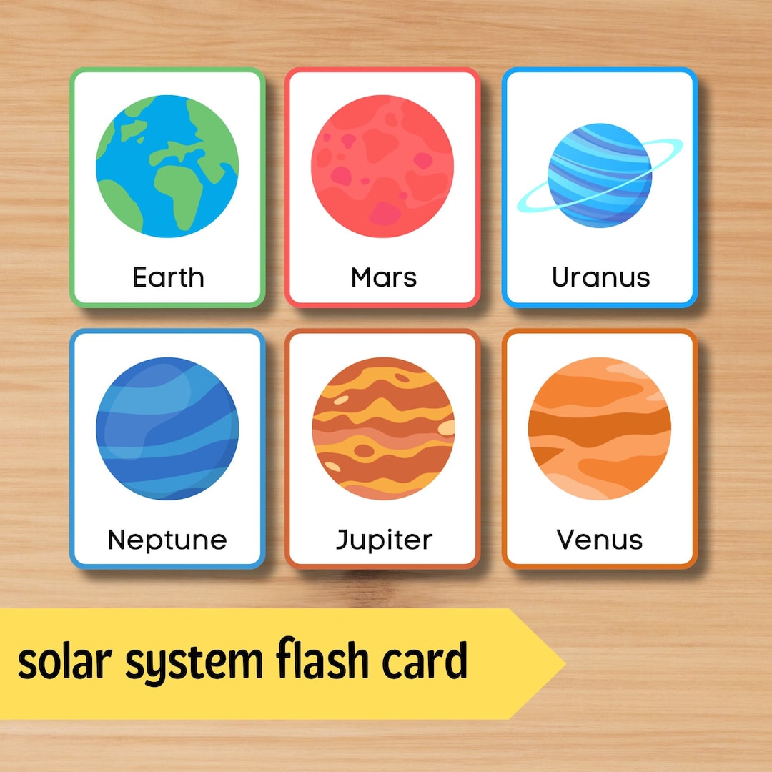 Solar System Flashcards, Montessori Cards for Kids, Solar System Print ...