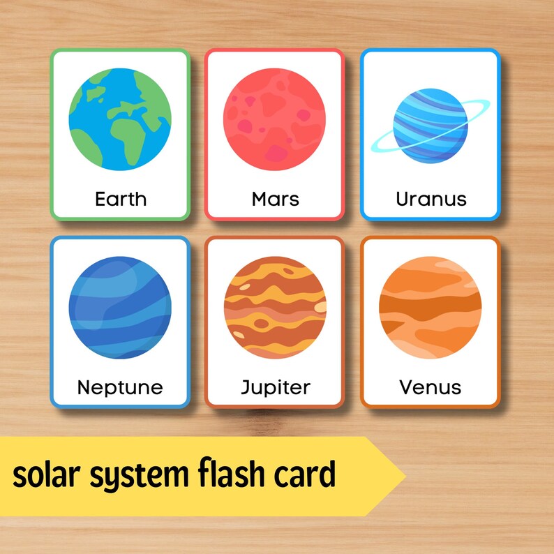 Solar System Flashcards, Montessori Cards for Kids, Solar System Print ...