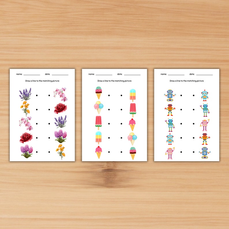 40 Matching Worksheets, Preschool Matching Activity for Kids, Printable ...