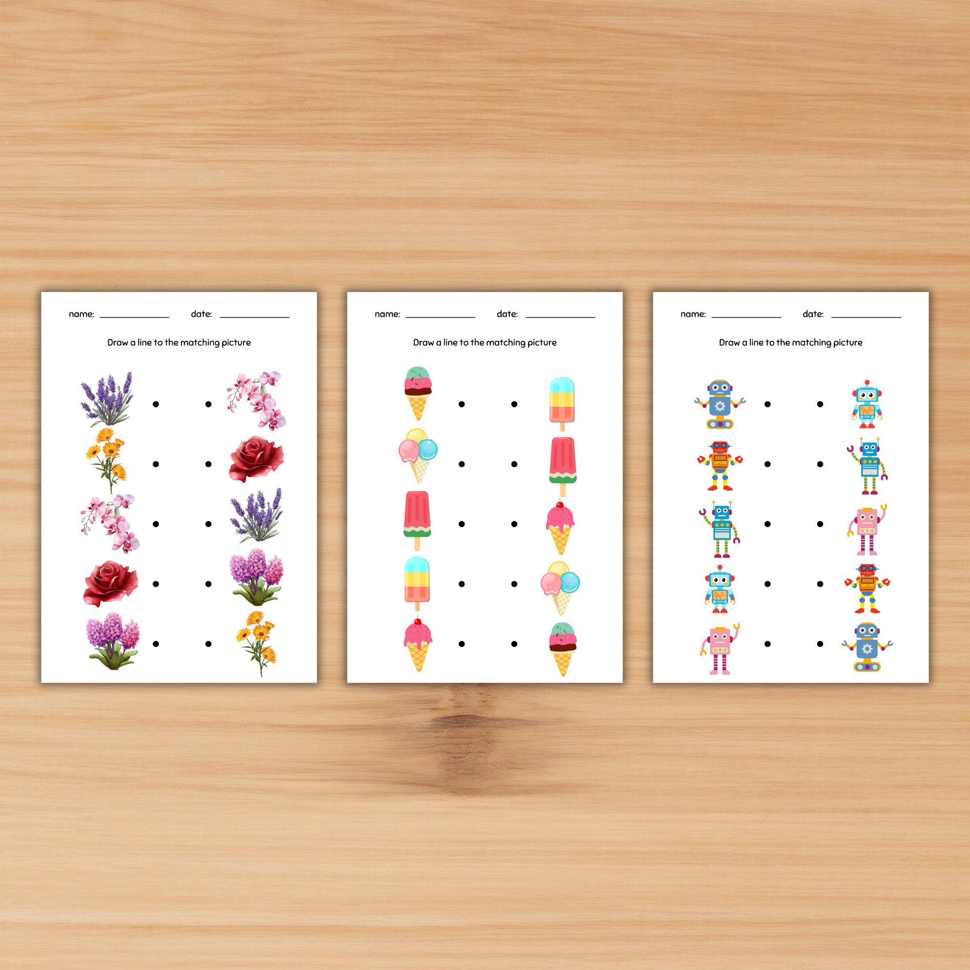 40 Matching Worksheets, Preschool Matching Activity for Kids, Printable ...