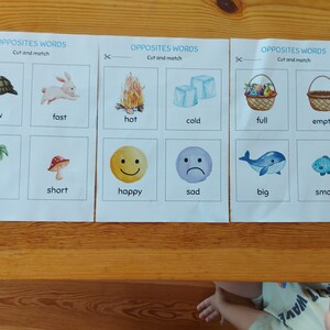 Opposites Matching Flashcards, Printable Vocabulary Activity, Matching ...