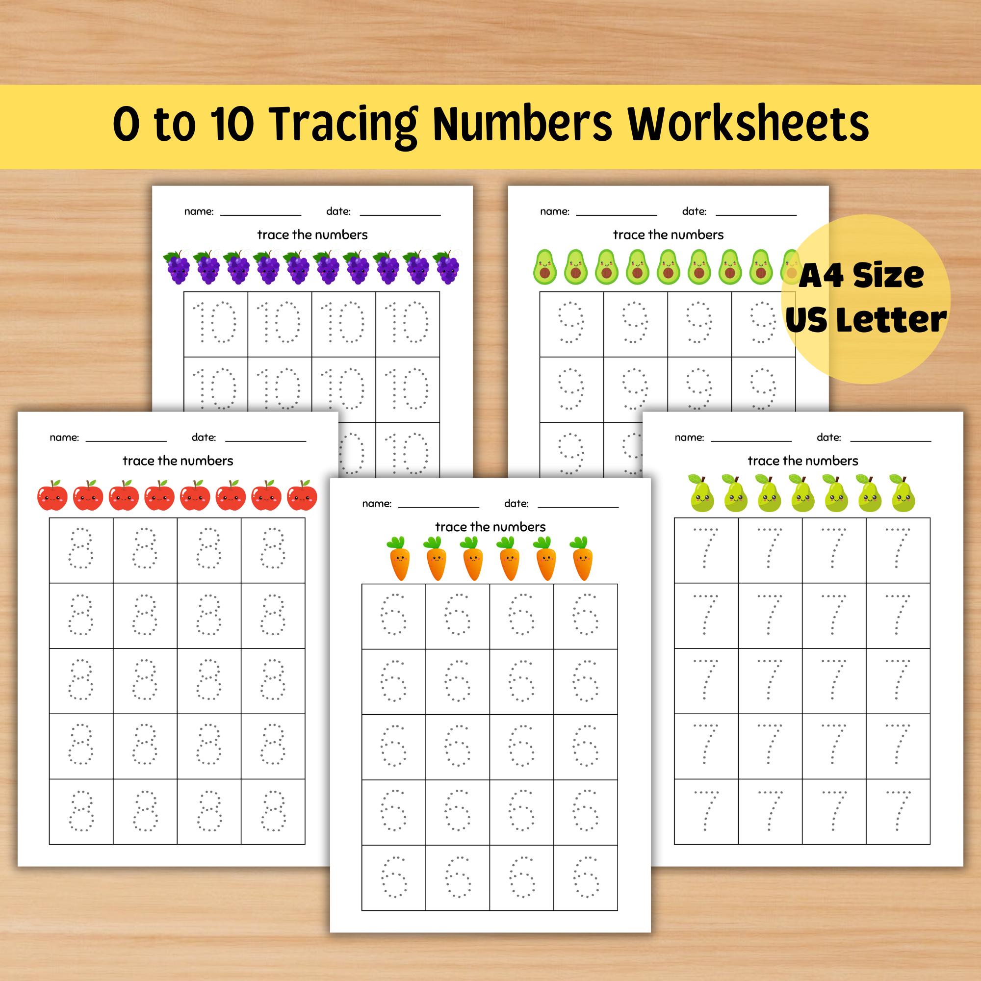 Number Tracing Practice for Kids, Printable Math Worksheets, Number ...