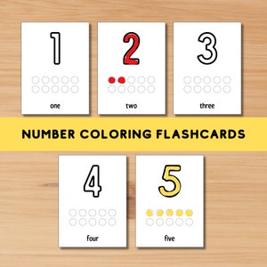Numbers Coloring Flashcards, Preschool Math Worksheets, Number Trace ...