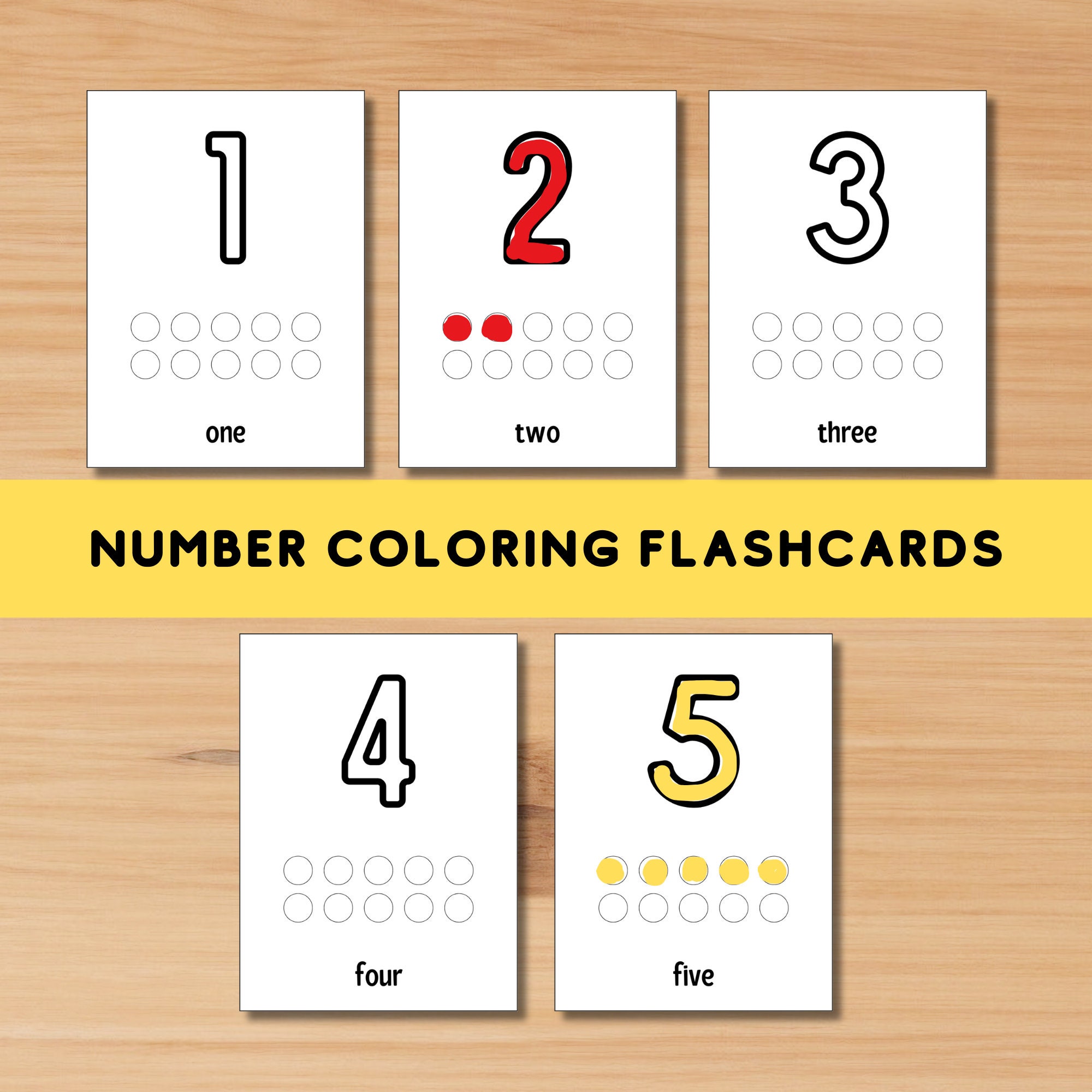 Numbers Coloring Flashcards, Preschool Math Worksheets, Number Trace ...