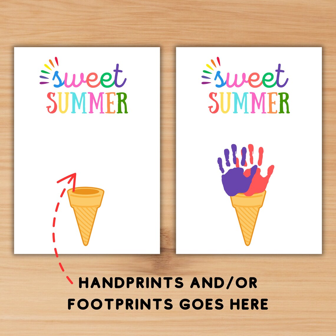 Icecream Sweet Summer Handprint Craft, Toddler Printable Footprint ...