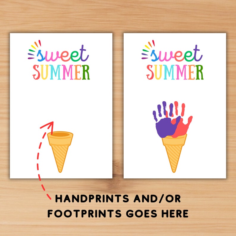 Icecream Sweet Summer Handprint Craft, Toddler Printable Footprint ...