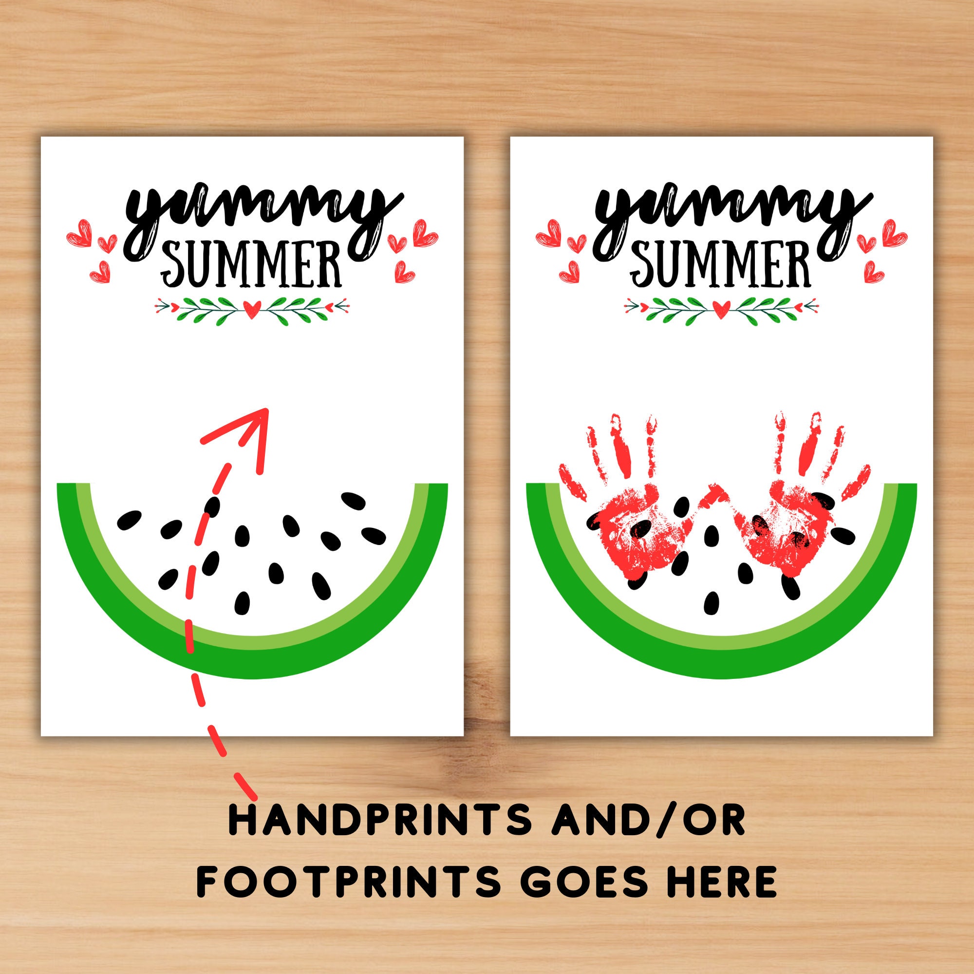 Watermelon Summer Handprint Craft, Toddler Printable Footprint Craft ...