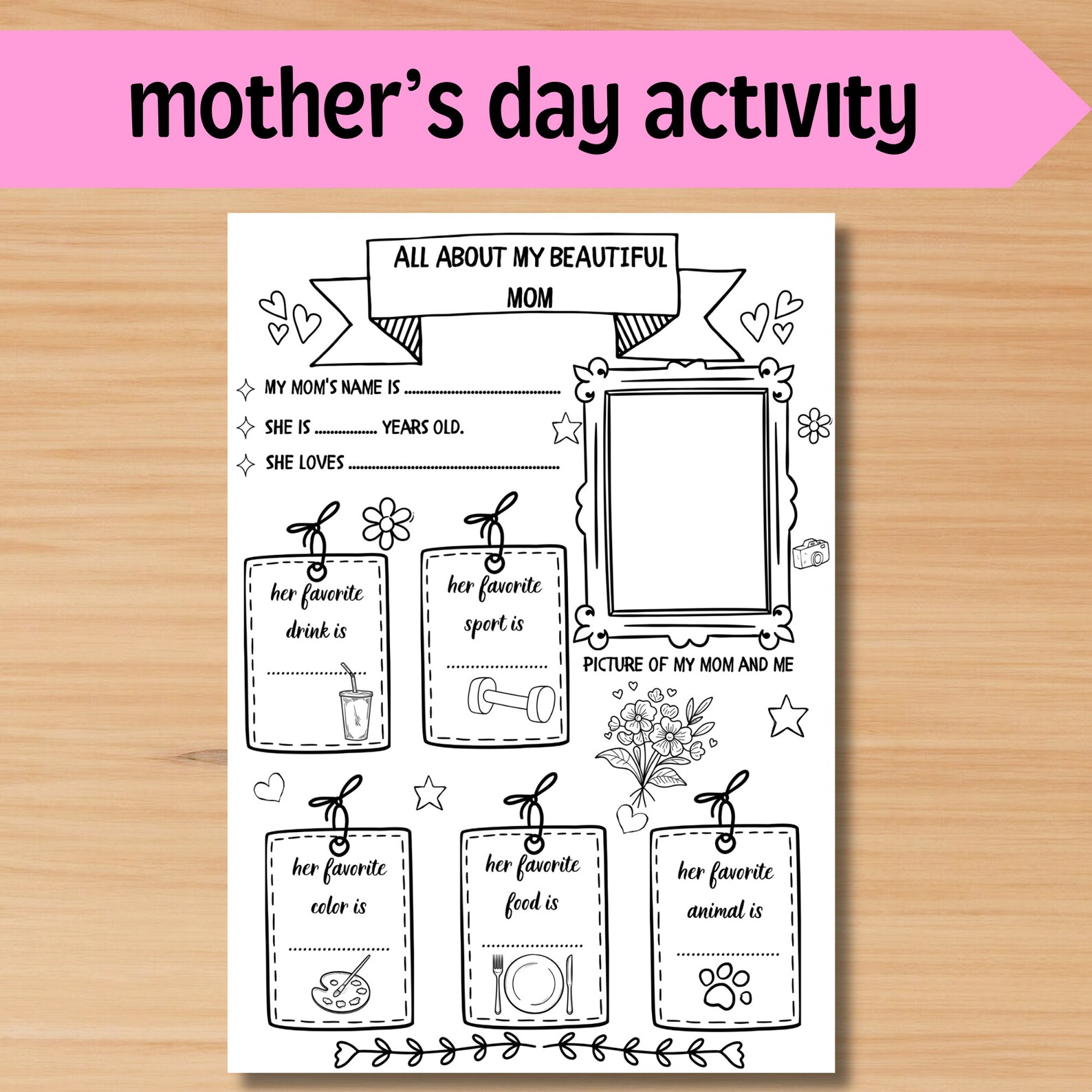 Printable Mothers Day Activity for Kids, All About My Mom Printable ...