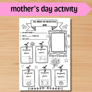Printable Mothers Day Activity for Kids, All About My Mom Printable ...
