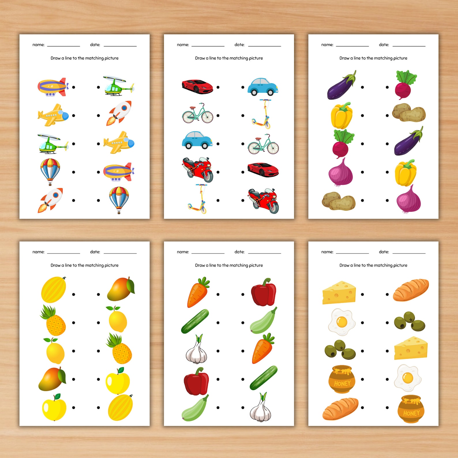 40 Matching Worksheets, Preschool Matching Activity for Kids, Printable ...