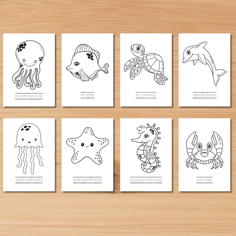Preschool Sea Animals Coloring Book for Kids, Printable Ocean Creatures ...