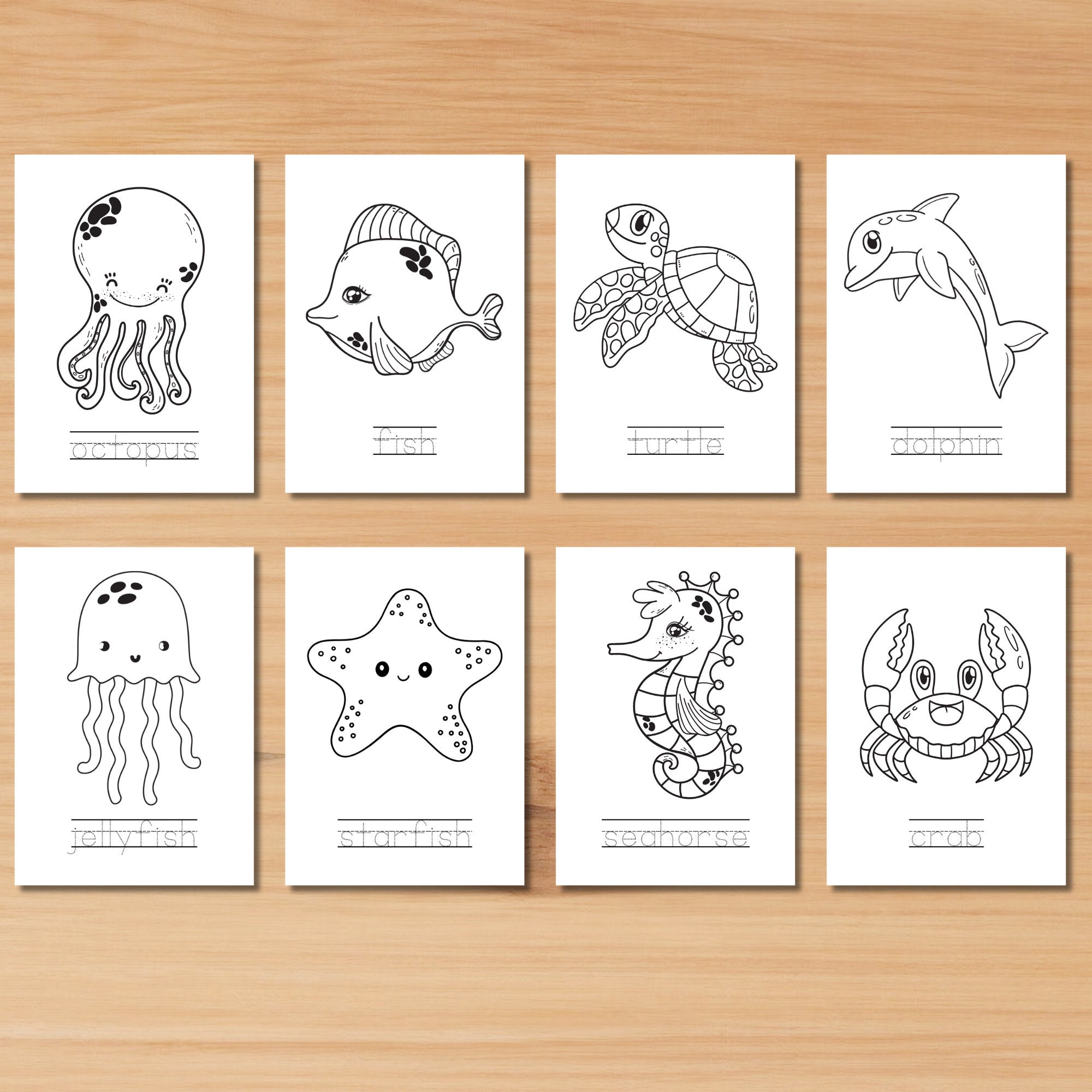 Preschool Sea Animals Coloring Book for Kids, Printable Ocean Creatures ...