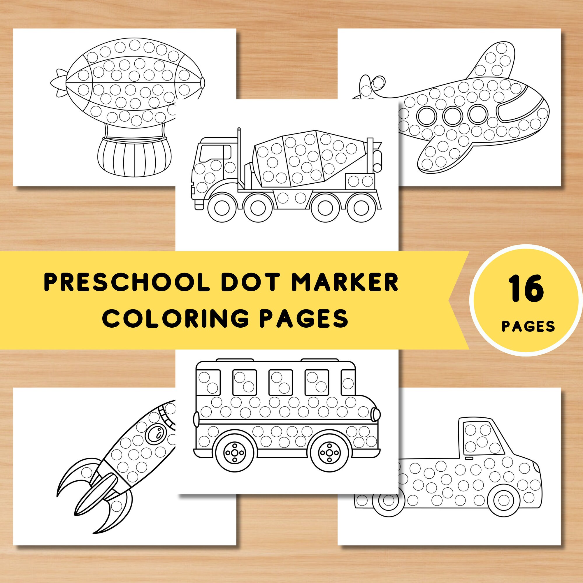 Vehicles Dot Marker Coloring Pages for Kids, Do a Dot Activity, Dot ...