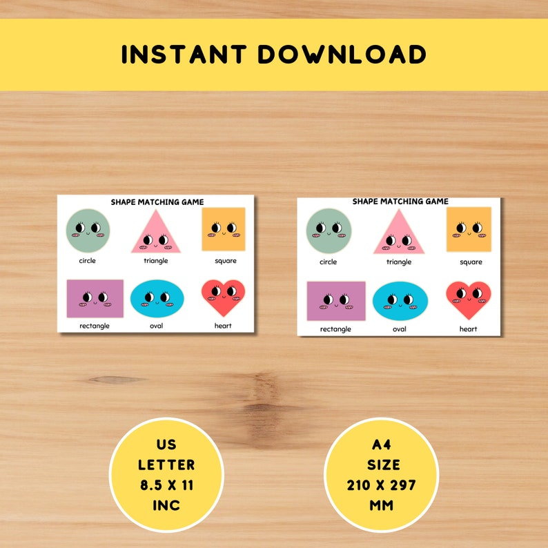 Shape Matching Printable for Toddler, Match the Shapes, File Folder ...