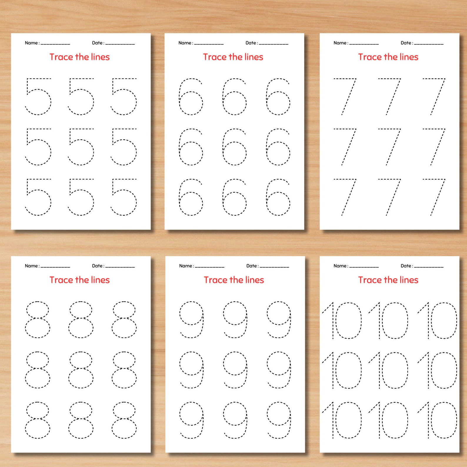 Preschool Tracing Lines, Number Tracing Activities , 1-10 Number ...