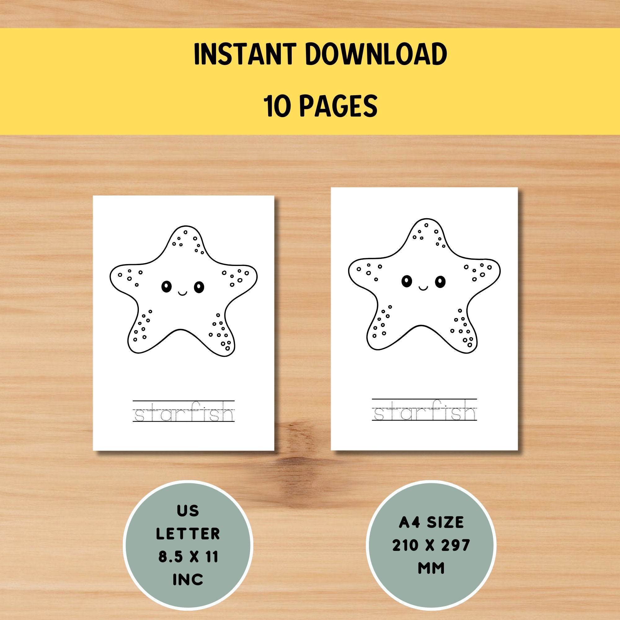 Preschool Sea Animals Coloring Book for Kids, Printable Ocean Creatures ...