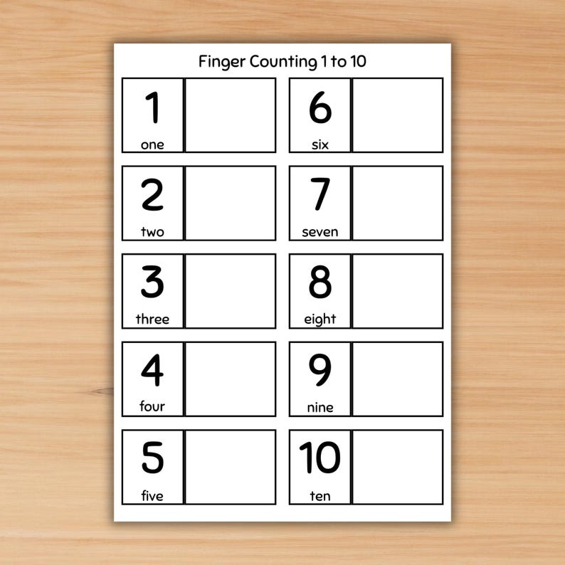 Finger Counting 1 to 10 Matching Worksheets, Preschool Numbers Matching ...