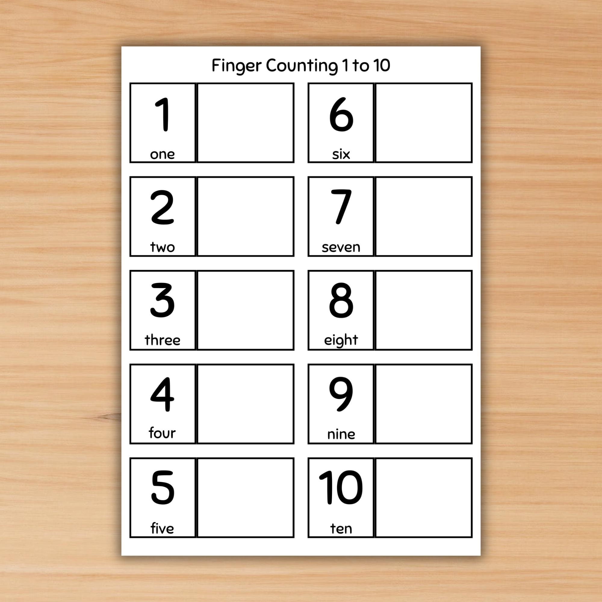 Finger Counting 1 to 10 Matching Worksheets, Preschool Numbers Matching ...