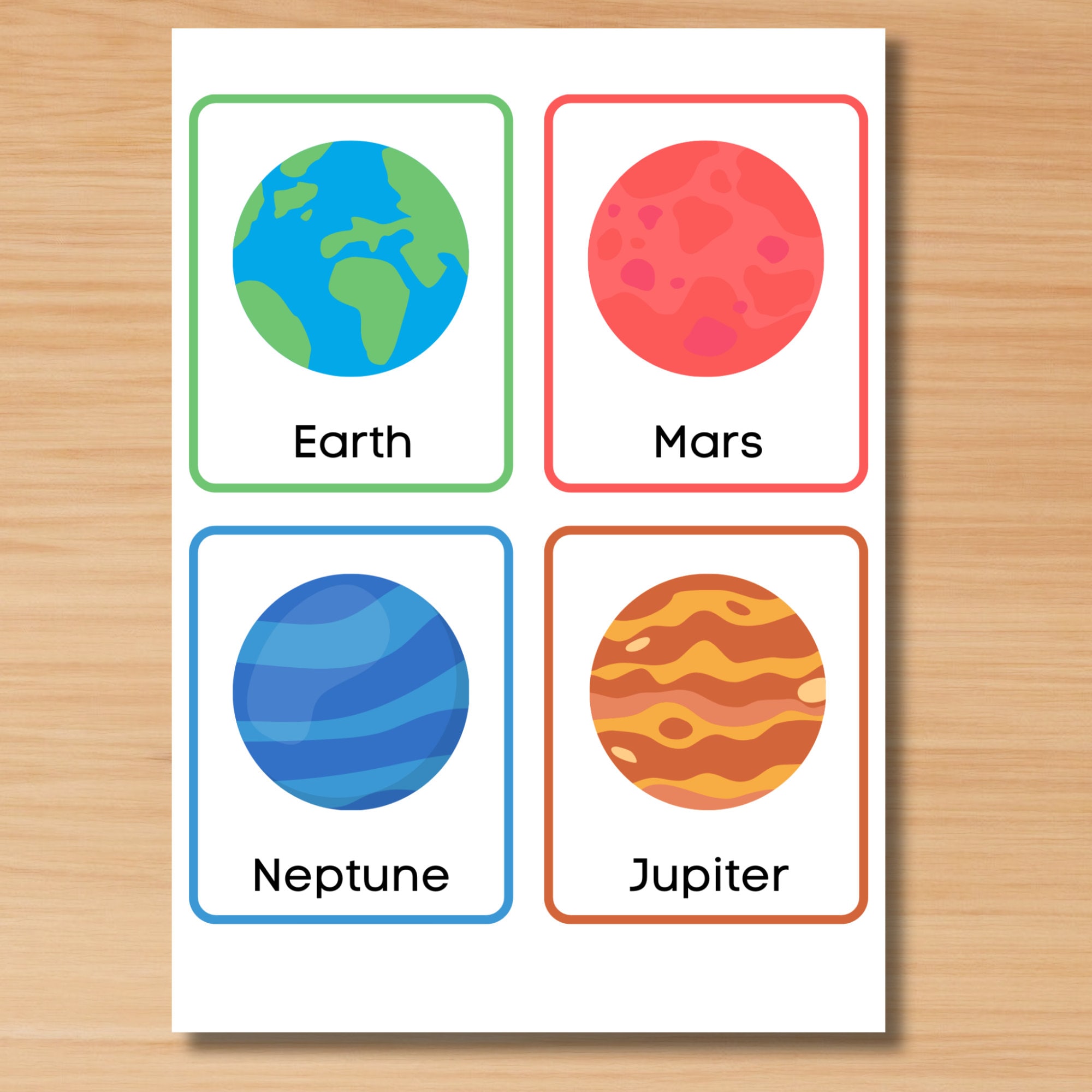 Solar System Flashcards, Montessori Cards for Kids, Solar System Print ...