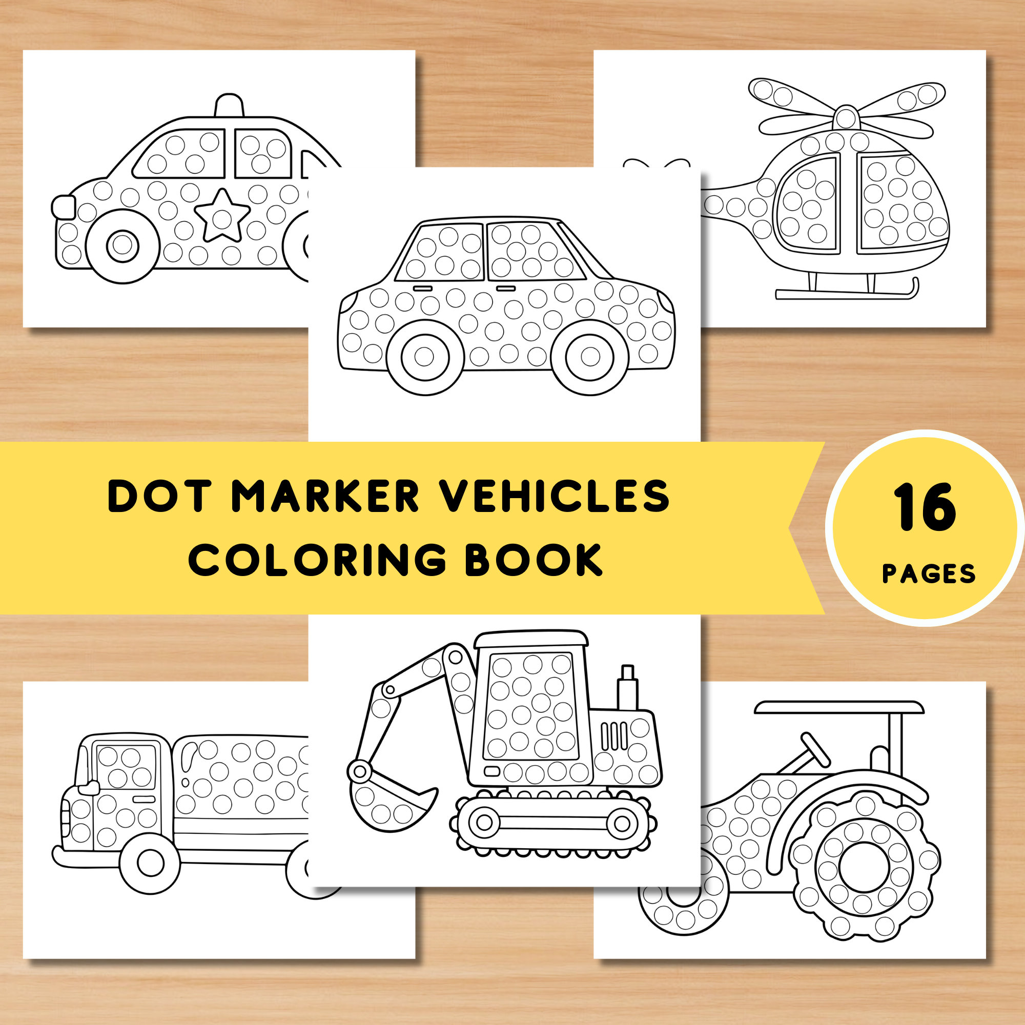 Vehicles Dot Marker Coloring Pages for Kids, Do a Dot Activity, Dot ...