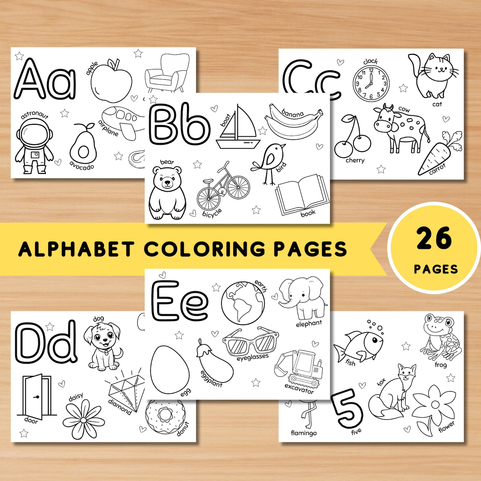26 Printable Alphabet Coloring Pages, Toddler Activity, ABC Coloring ...