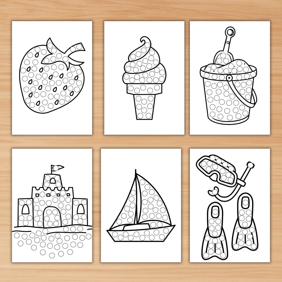 25 Summer Dot Marker Coloring Pages for Kids, Beach Dot Marker Coloring ...
