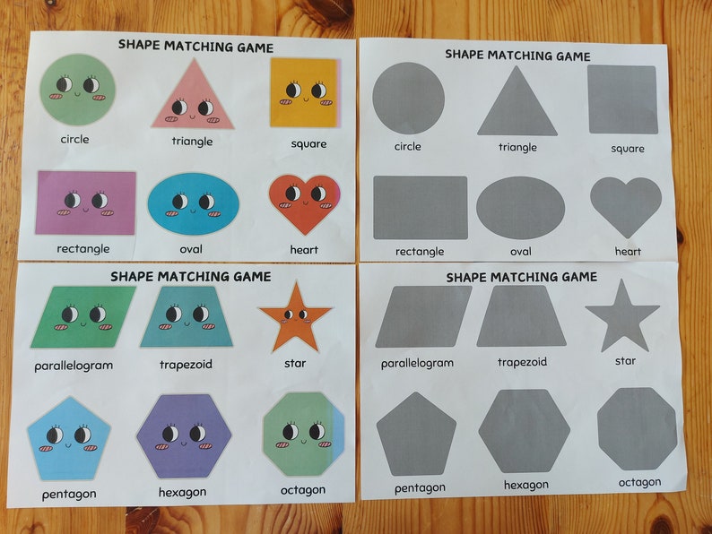 Shape Matching Printable for Toddler, Match the Shapes, File Folder ...