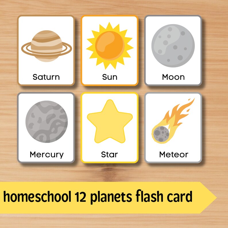 Solar System Flashcards, Montessori Cards for Kids, Solar System Print ...