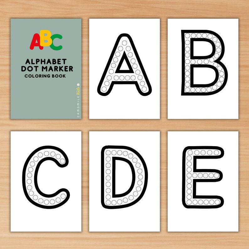 25 Alphabet Dot Marker Coloring Pages for Kids, Uppercase Lowercase ...