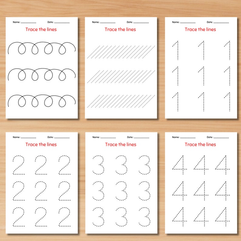 Preschool Tracing Lines, Number Tracing Activities , 1-10 Number ...