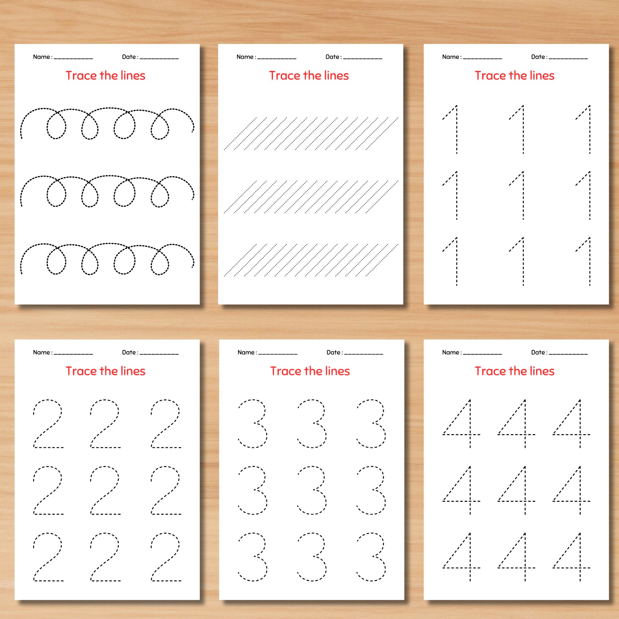 Preschool Tracing Lines, Number Tracing Activities , 1-10 Number ...