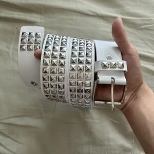 Pyramid Studded Belt white Silver Y2K - Etsy