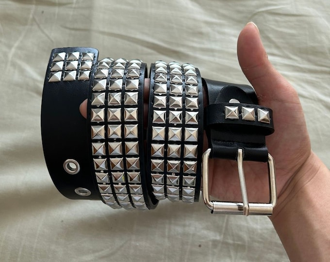 Pyramid Studded Y2K Belt Classic Goth - Etsy