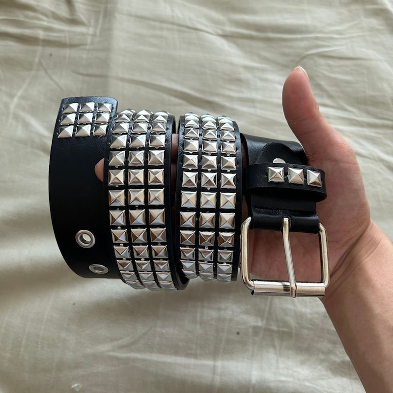 Y2k Black Studded Belt - Etsy