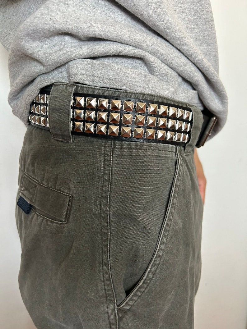 Pyramid Studded Y2K Belt Classic Goth - Etsy