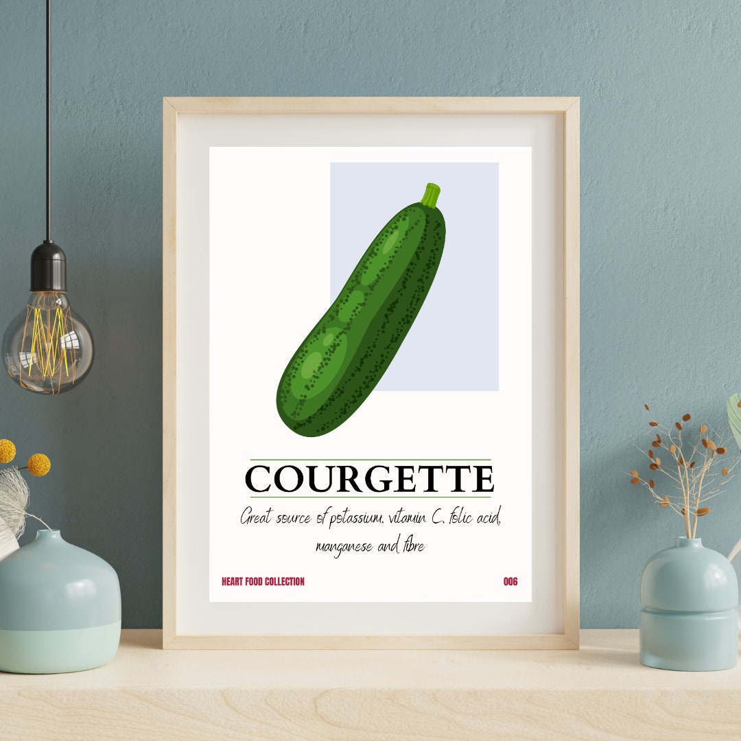 PRINTABLE Courgette Zucchini Kitchen Living Room Wall Art, Instant ...