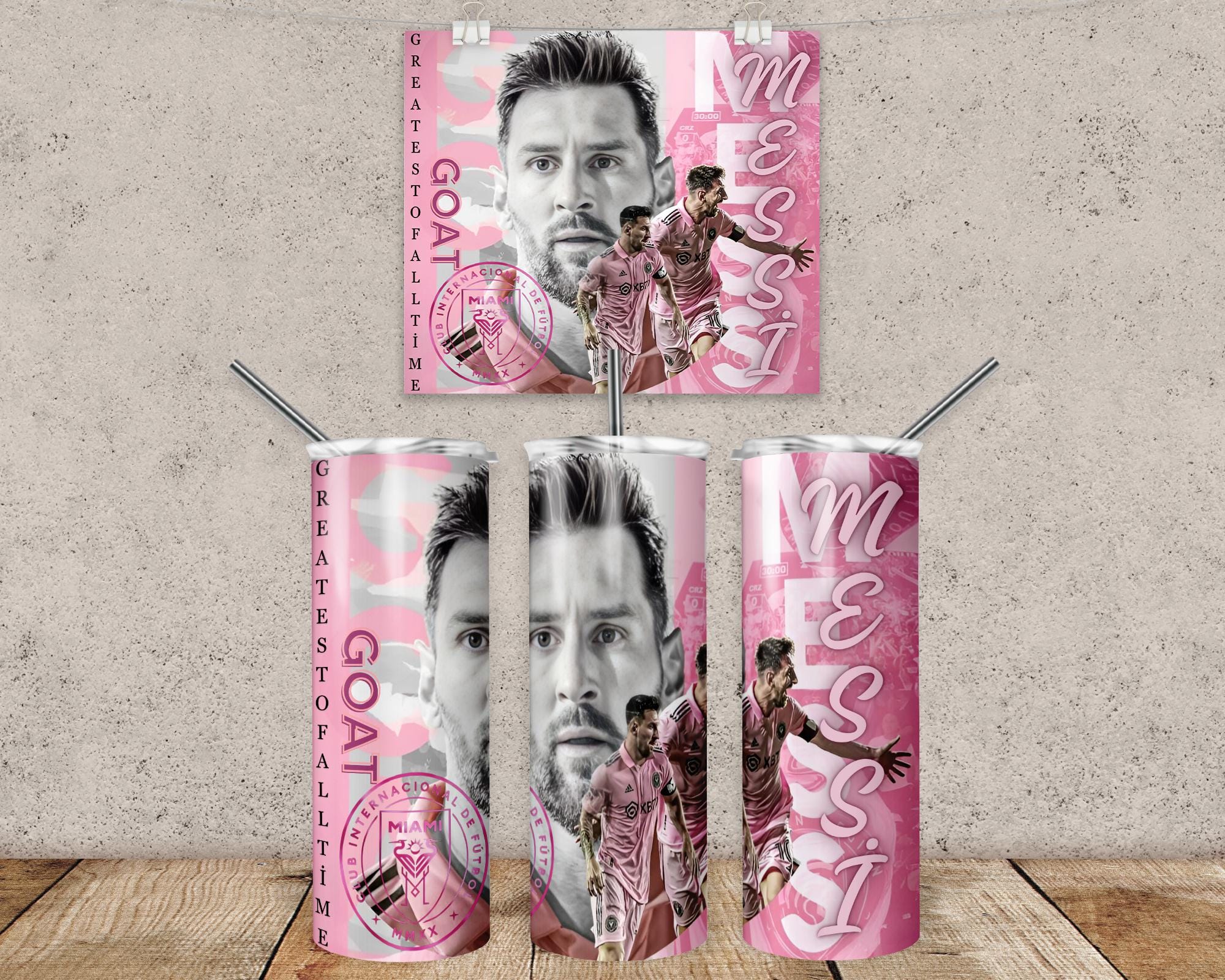 Leo Messi ,straight Skinny Tumbler Wrap 20 Oz & 30 Oz Sublimation Wrap ...