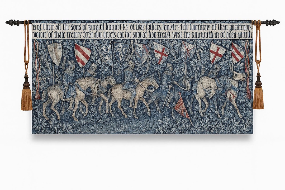 Medieval Knights Wall Tapestry: Heraldic Shields, Horses, Vintage ...