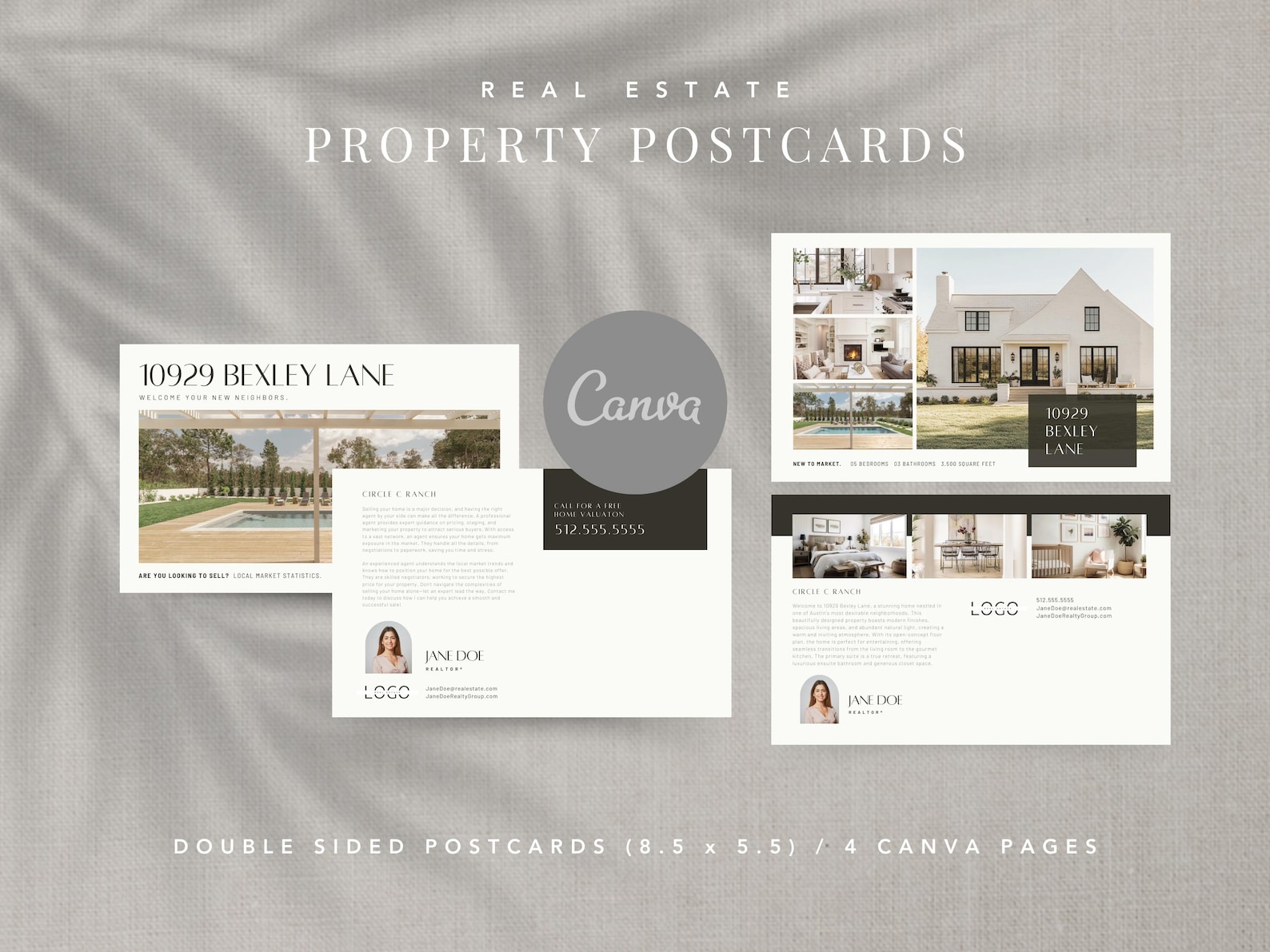 Modern Real Estate Postcards | Editable Property Marketing Templates ...