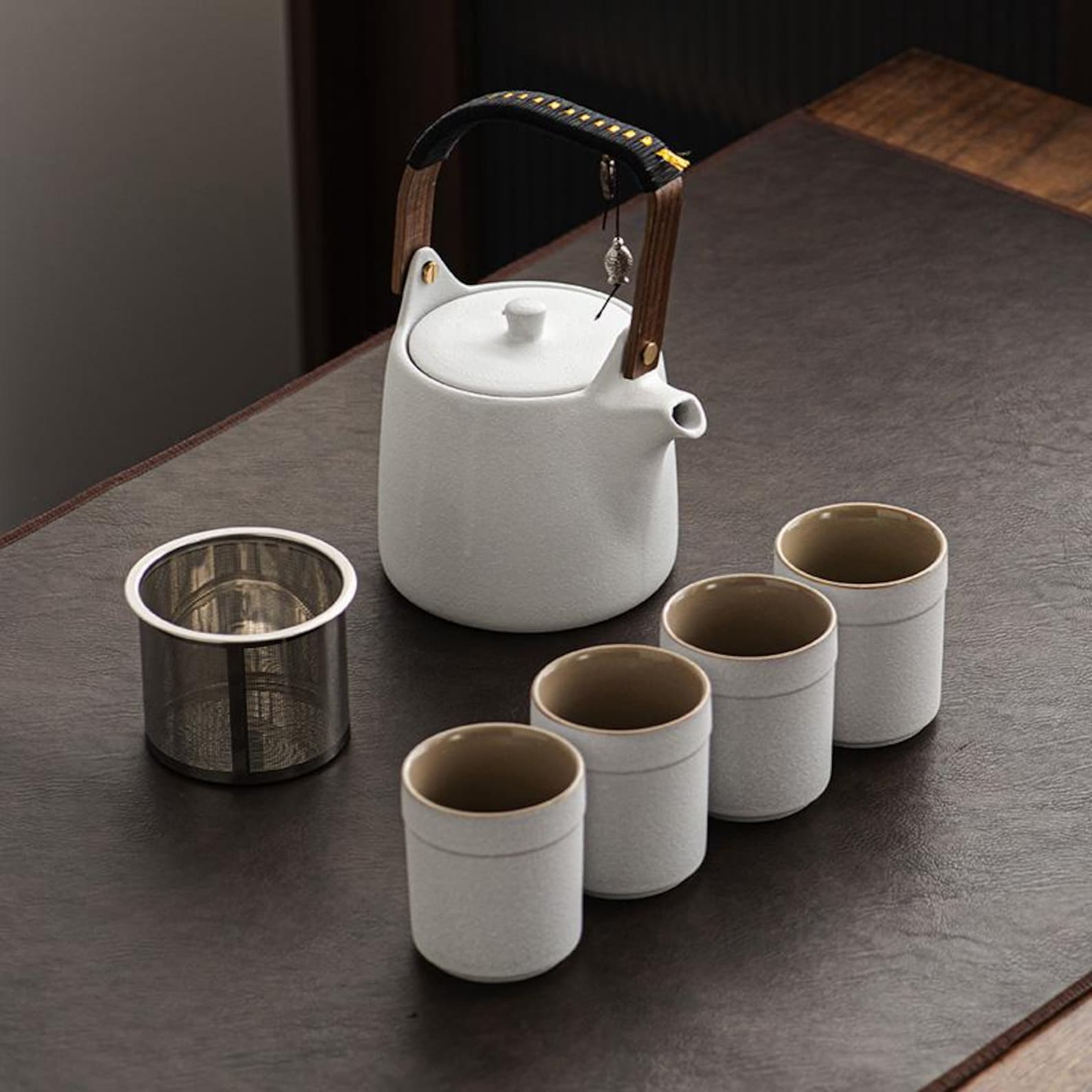 Black Vintage Ceramic Tea Set, Traditional Japanese Tea Set, Teapot ...
